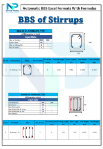 Automatic BBS Excel Format With Formulas | Bar Bending Schedule ...