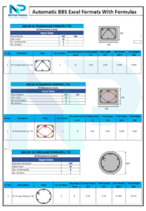 Automatic BBS Excel Format With Formulas | Bar Bending Schedule ...