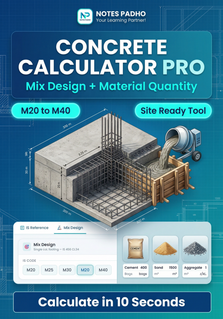 Concrete Quantity Calculator – Free Professional Tool | IS 456 | Notes ...